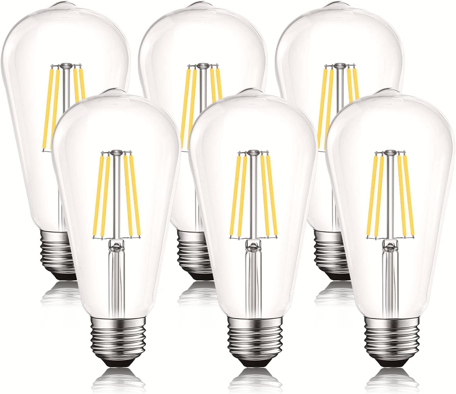 LUXRITE Vintage LED Edison Bulbs 75W Equivalent, ST19 ST58, 4000K Cool ...