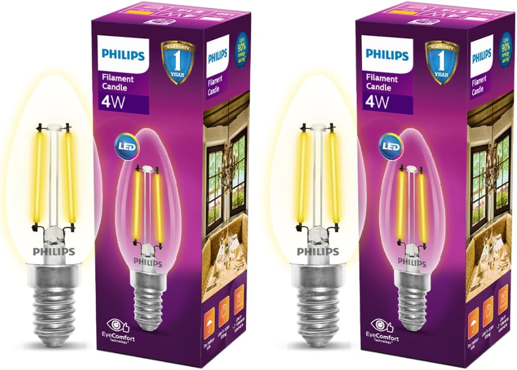 PHILIPS 2W LED Light, Warm White (58914) Flanged Bulb Base, Pack of 4 ...