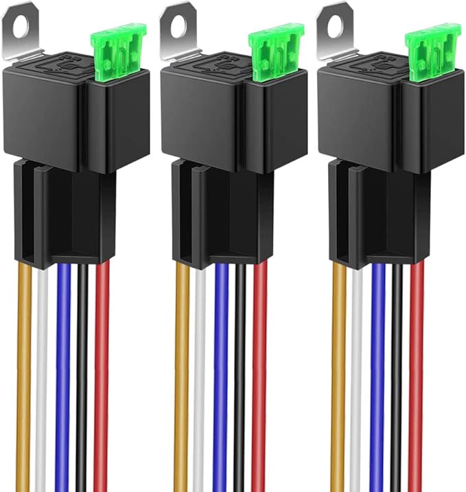 Gebildet Pack of 3 24V Fuse Relay Switches, 12 AWG Wiring Harness Set ...
