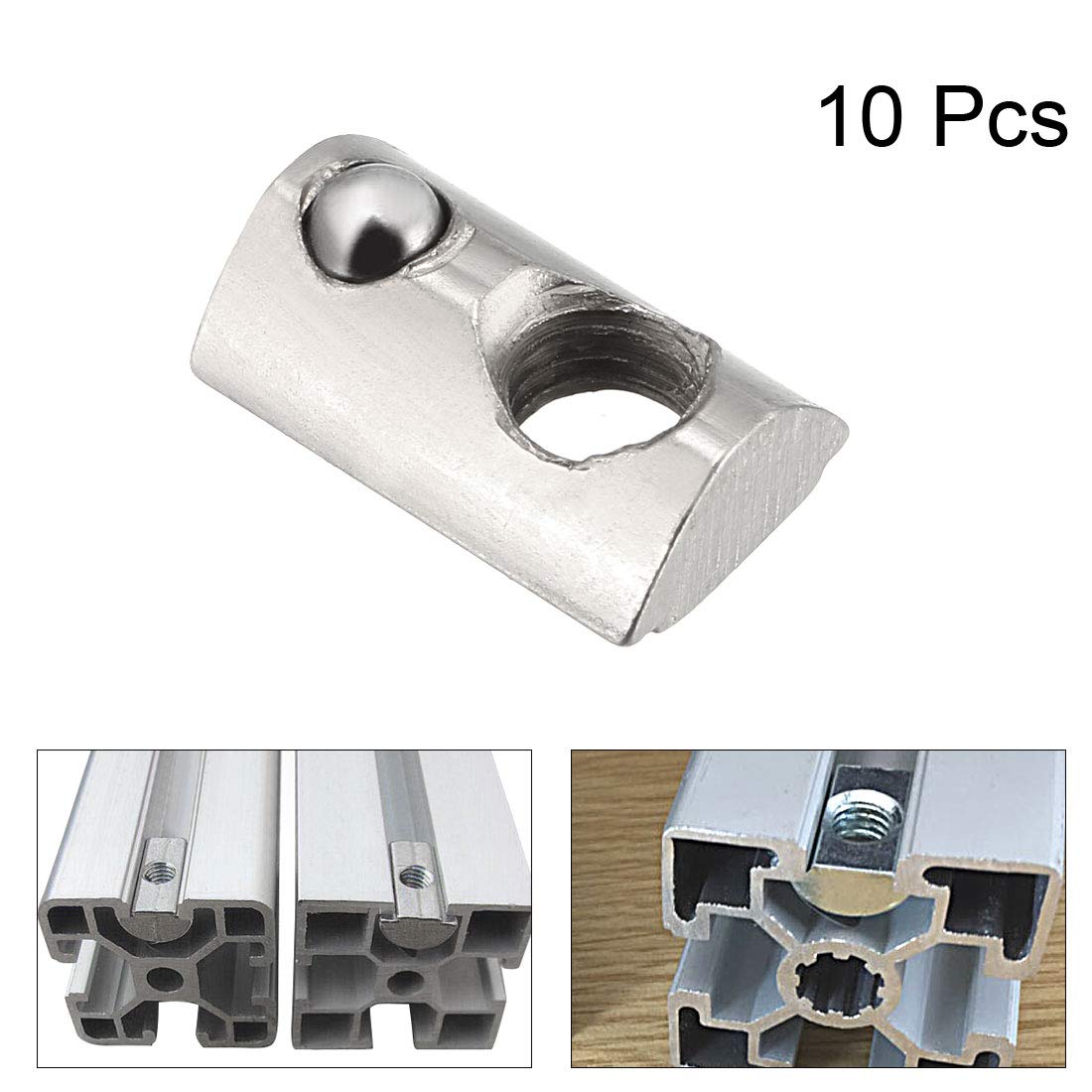 M5 T Nut Hardware Fastener T Slot Nut With Roll-in Spring Loaded Ball ...