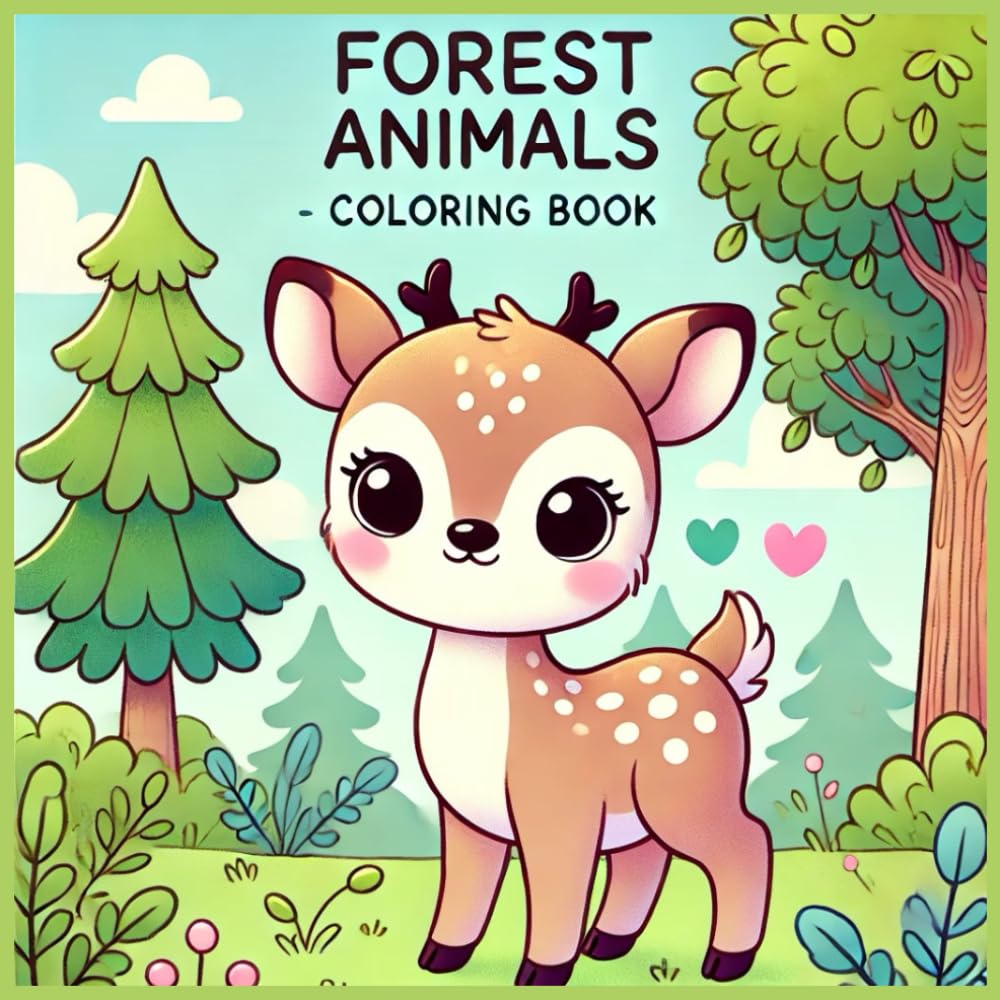Cute Forest Animals Coloring Book For Toddlers: Fun Coloring Pages With ...