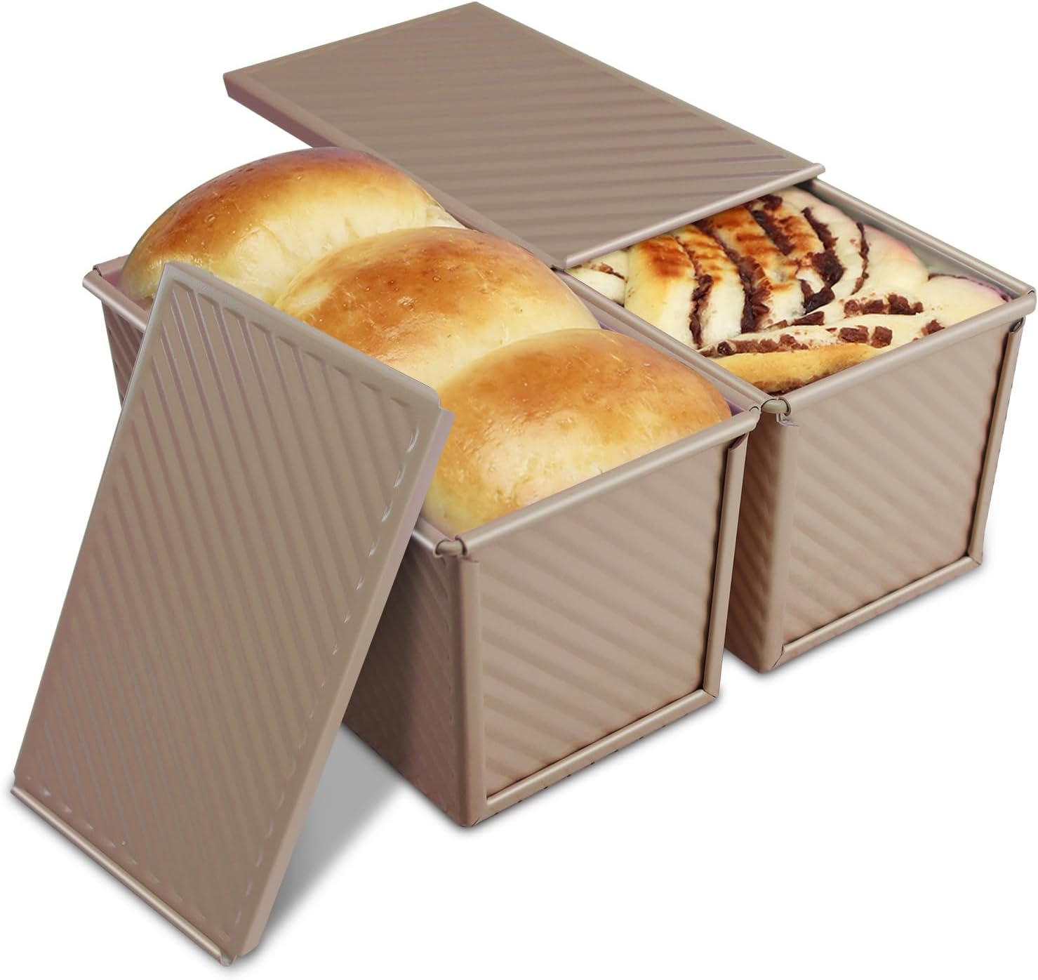 Amazon.com: SHANIABELLE Loaf Pan With Lid, 1 lb Dough Capacity, Carbon ...