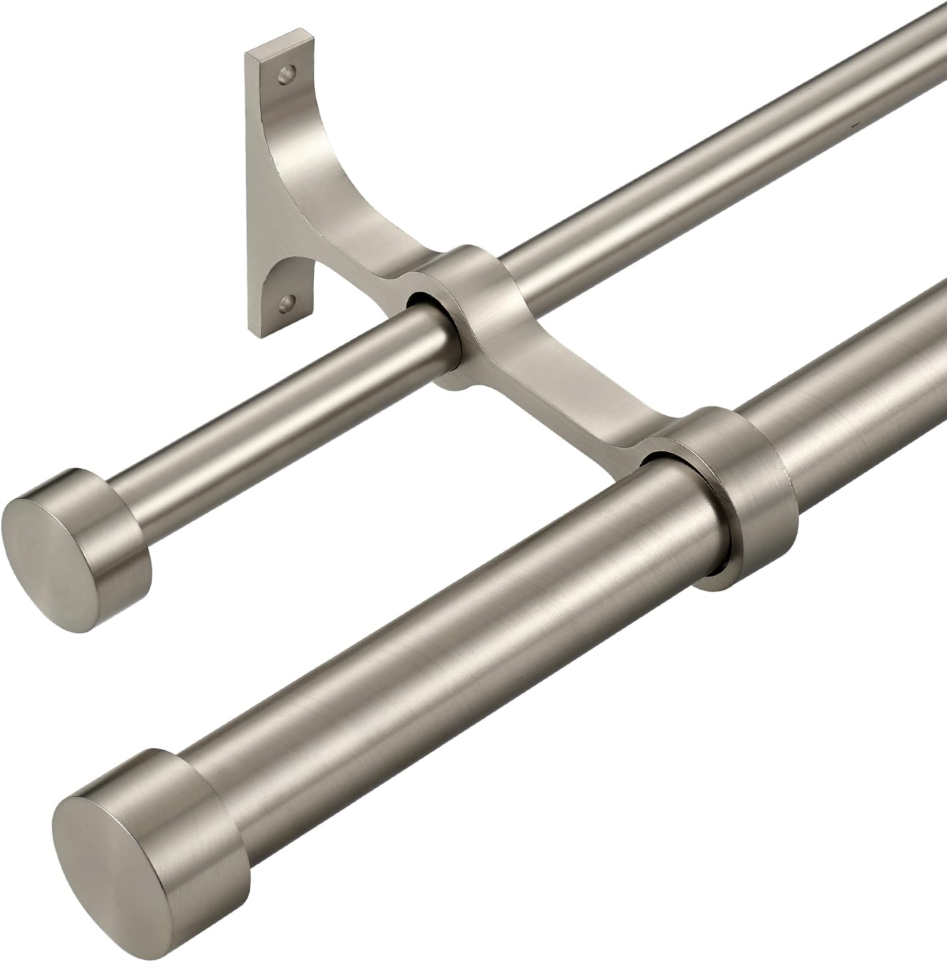 Double Curtain Rods with Aluminum End Cap and Full Surround Brackets,1 ...