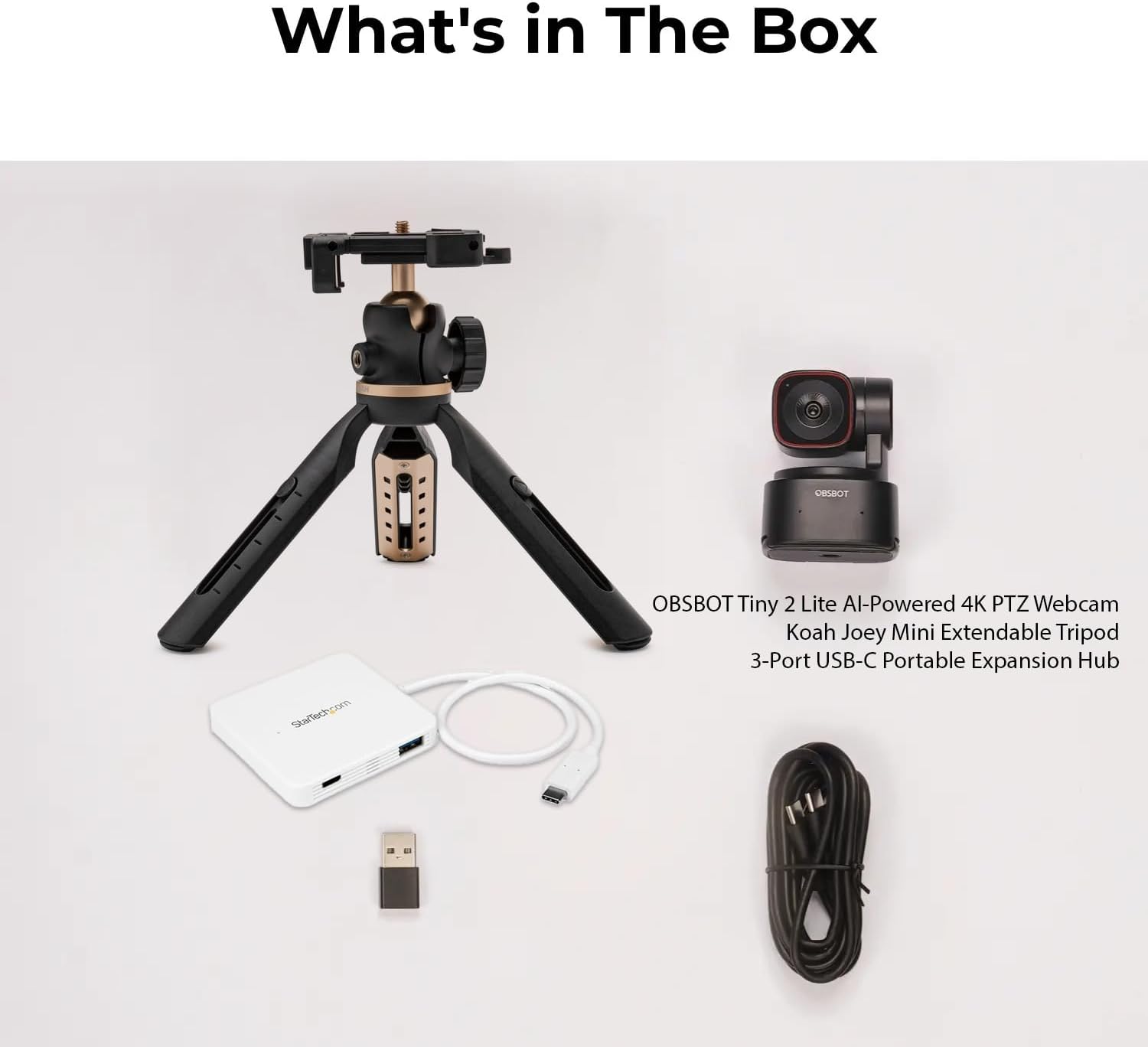 OBSBOT Tiny 2 Lite AI-Powered 4K PTZ Webcam with Advanced CMOS Sensor and Preset Modes Bundle ...