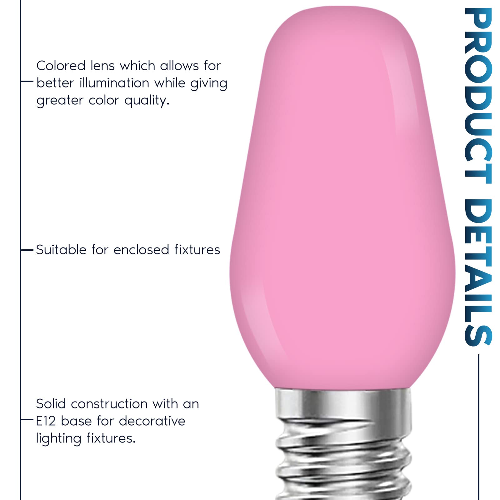 Snapklik.com : LUXRITE C7 LED Pink Replacement Light Bulbs For String ...