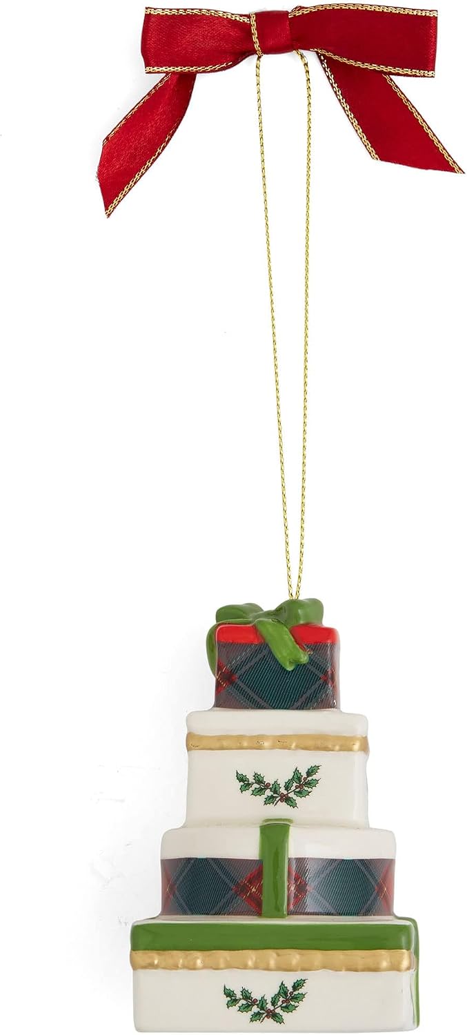 Amazon.com: Spode Christmas Tree Tartan Stacking Gifts Ornament - Tree ...