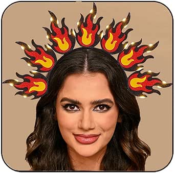 Amazon.com: GORTIN Light Up Fire Headband LED Red Flame Headpiece ...