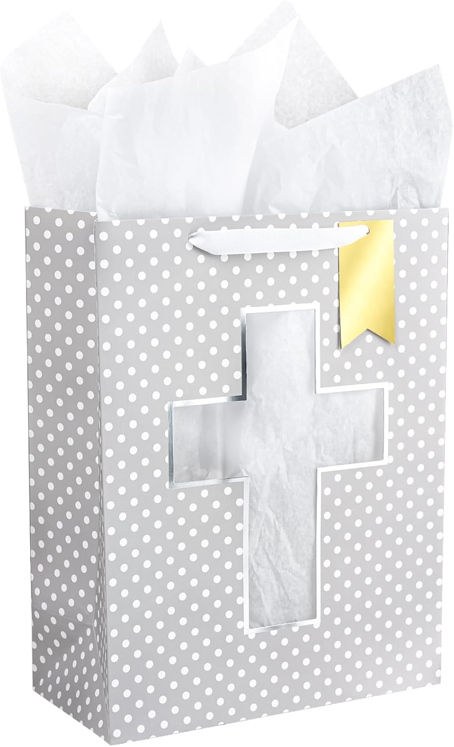 Amazon.com: Loveinside Gray Gift Bag with Cross Design, Tissue Paper ...