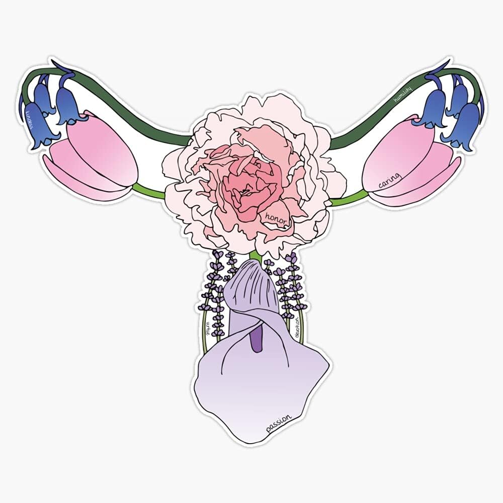 Amazon.com - Flower Uterus (Colored) Vinyl Waterproof Sticker Decal Car ...