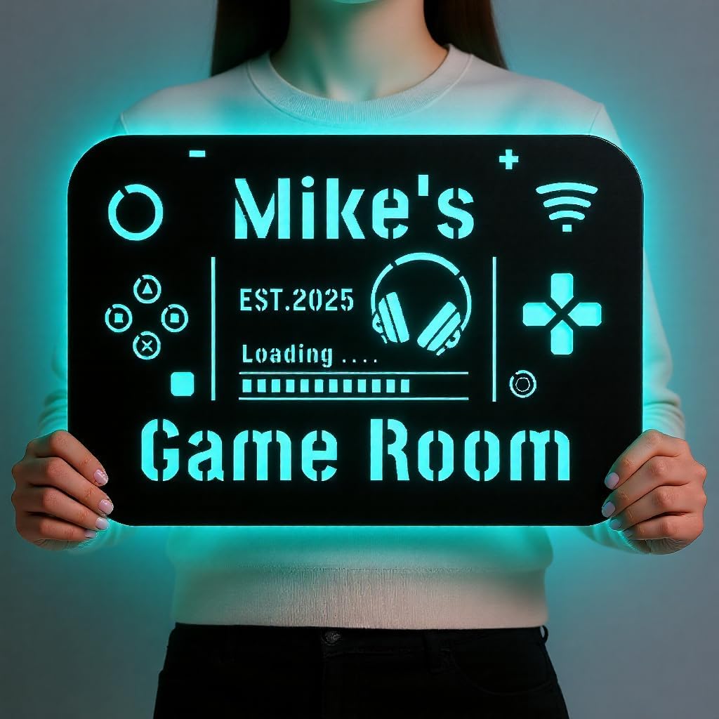 Personalized Game Room Neon Sign - Custom LED Neon Sign for Gamers ...
