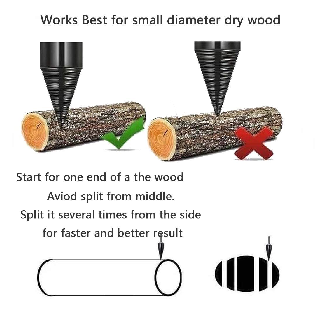 Snapklik.com : Firewood Log Splitter, 3pcs Drill Bit Removable Cones ...