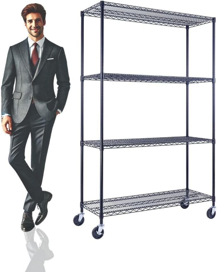 Amazon.com: Stimulate Living 60"x18"x72" Prime Heavy Duty Black 4-Tier ...