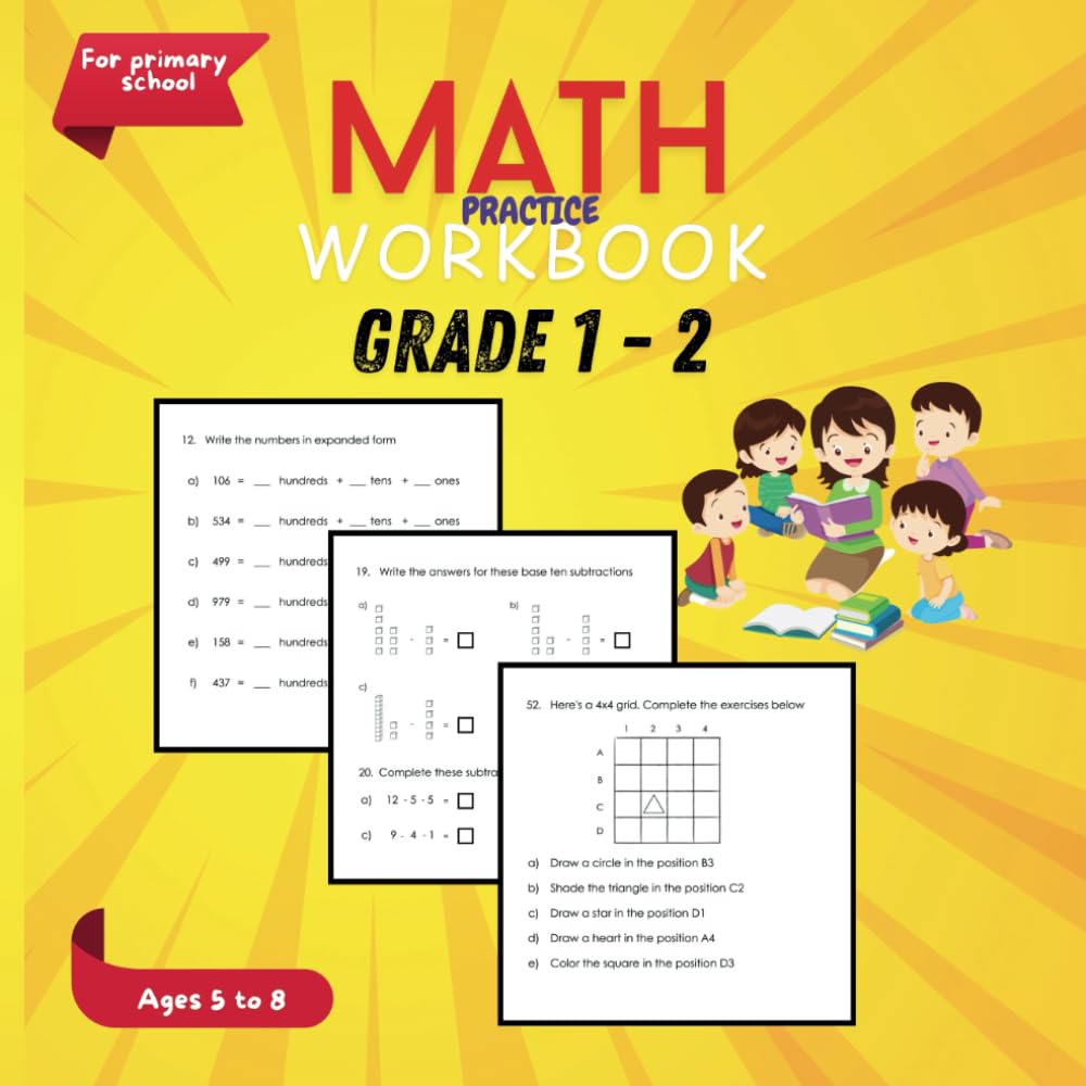Math Practice Workbook for Grades 1-2: Basic Math Exercises with Addition, Subtraction ...