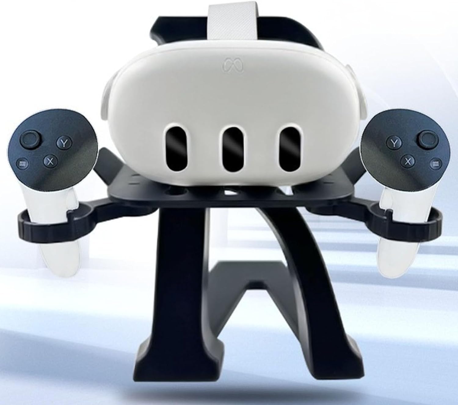 VR Headset Desk Stand with Controller Holder (Black) Compatible with ...