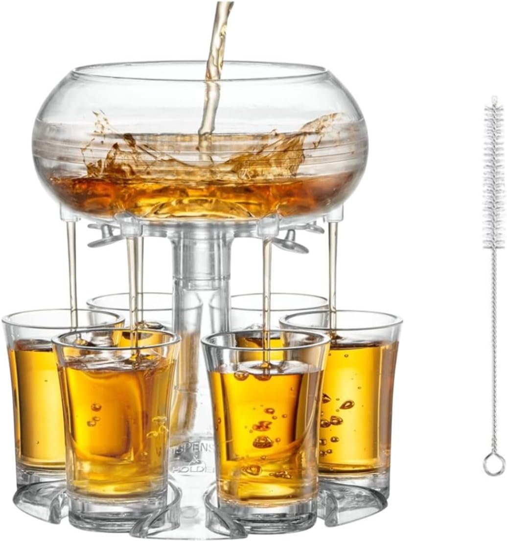 Amazon.com | MIXT SHOTS 6 Shot Glass Dispenser and Holder, Acrylic ...