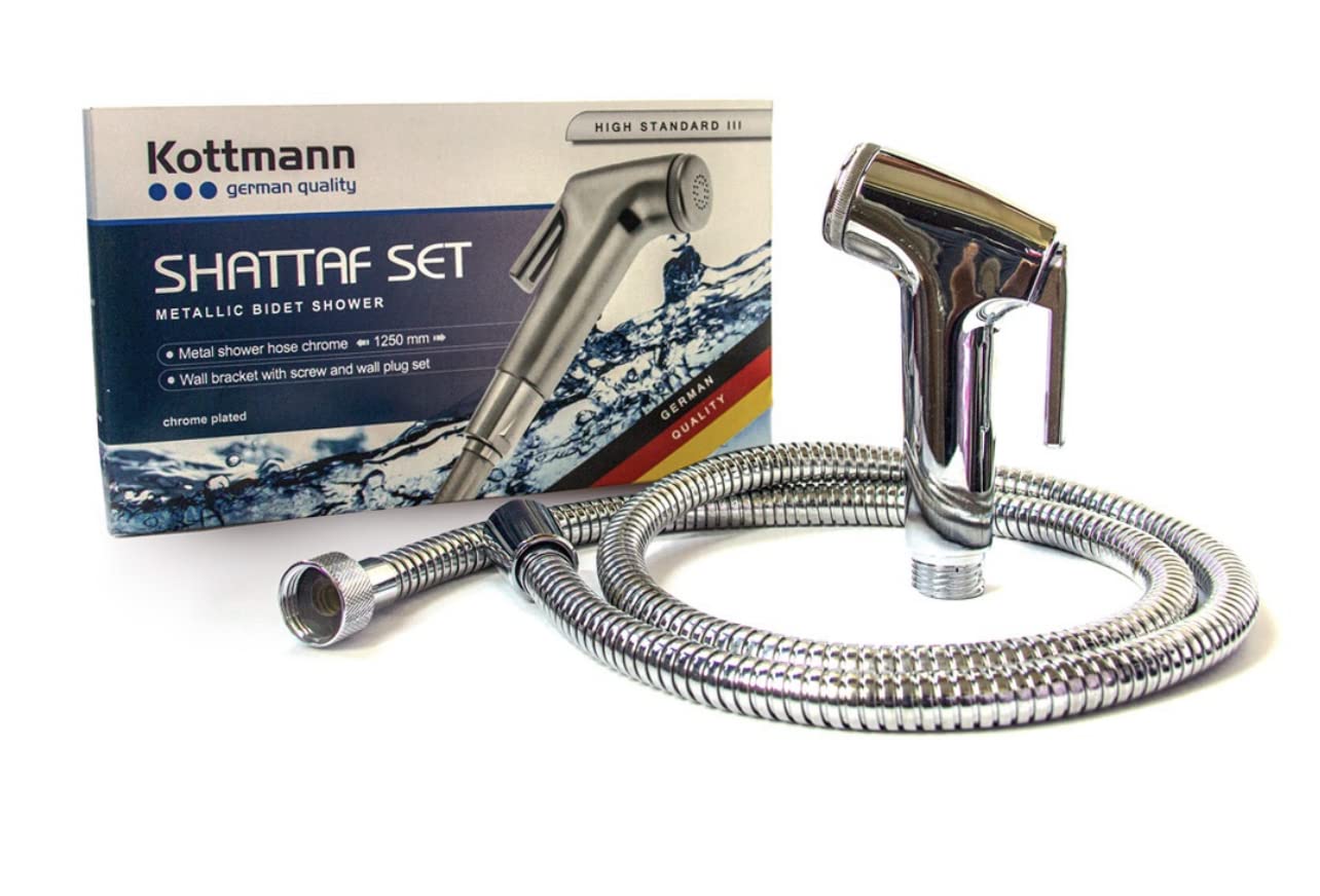 Kottmann Chrome Plated ABS Shattaf Set, 1.2m brass Chrome Plated Hose ...