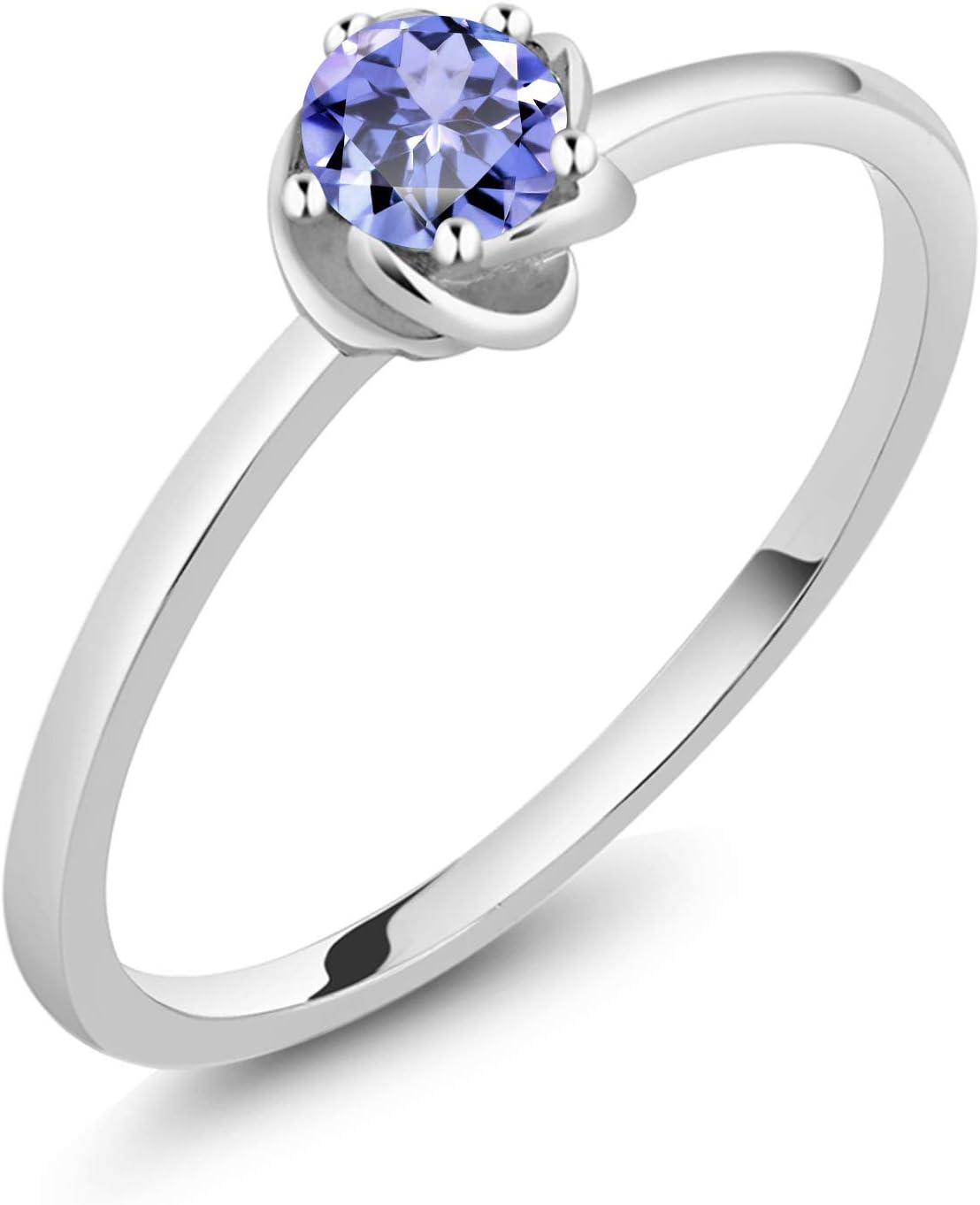 Gem Stone King 10K White Gold Blue Tanzanite Women's Solitaire ...