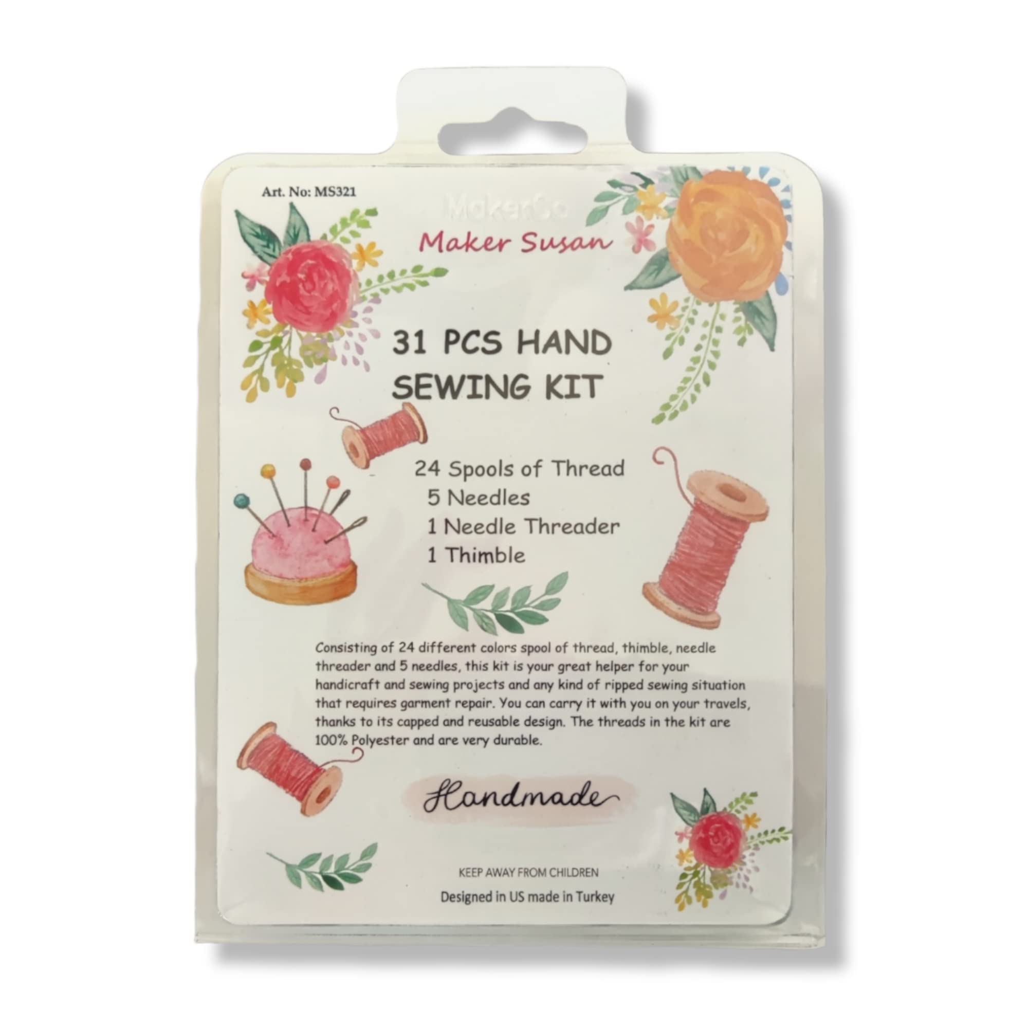 Amazon.com: Maker Susan 24 Color Handy Polyester Sewing Threads Kit 25m ...