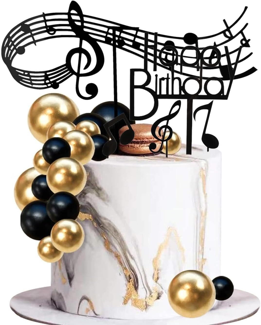 Amazon.com: Black Gold Music Notes Party Decorations Cake Topper, Ideal ...