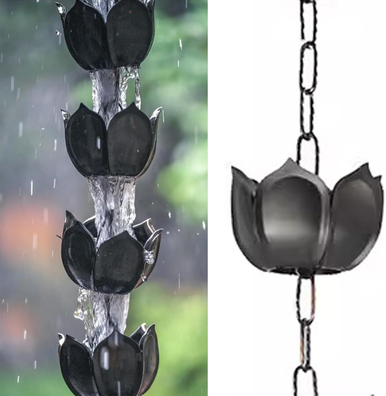 Amazon.com : LEVINE Black Rain Gutter Chains Downspout, Japanese ...
