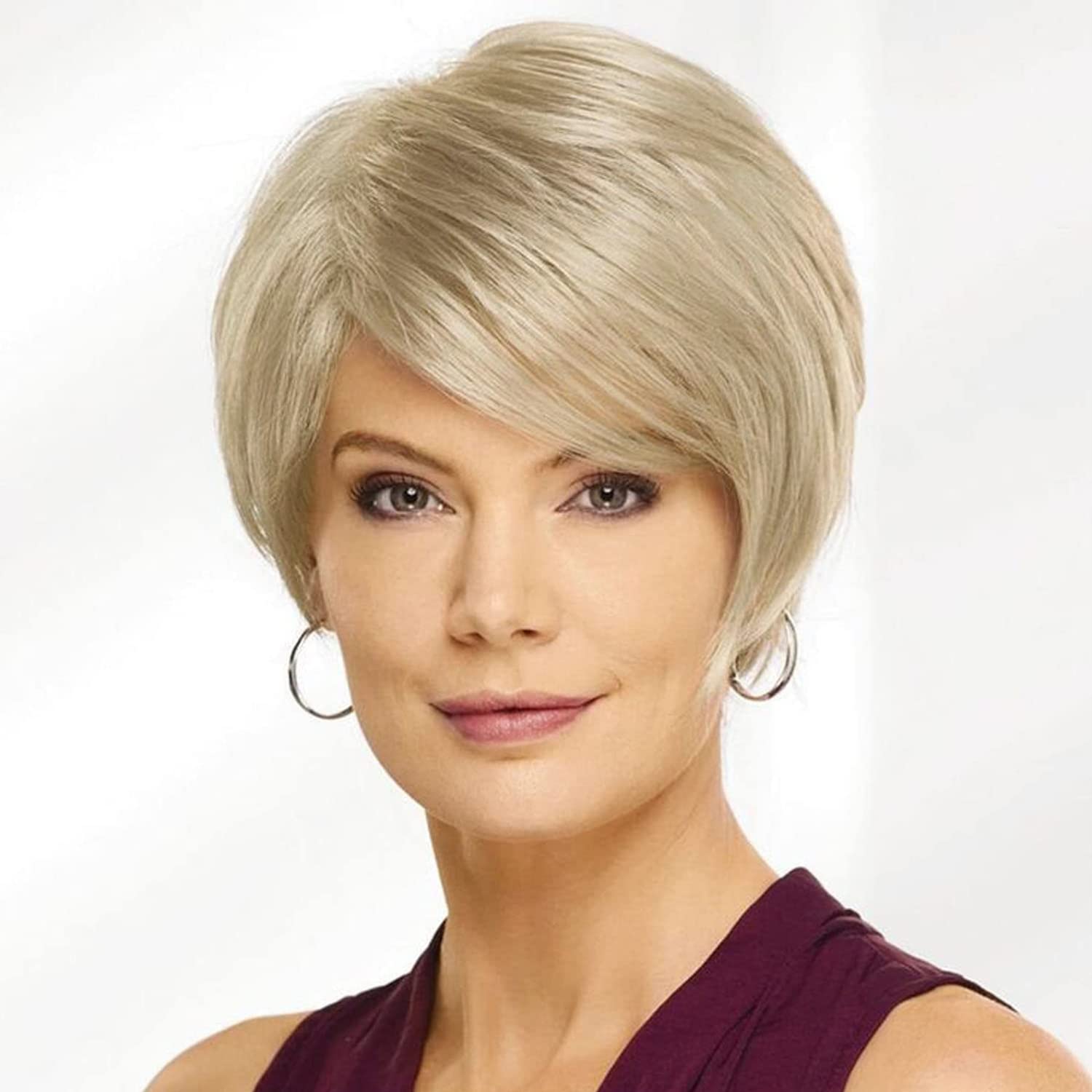 Amazon.com : Creamily Short Blonde Wigs Pixie Cut Wigs with Bangs ...