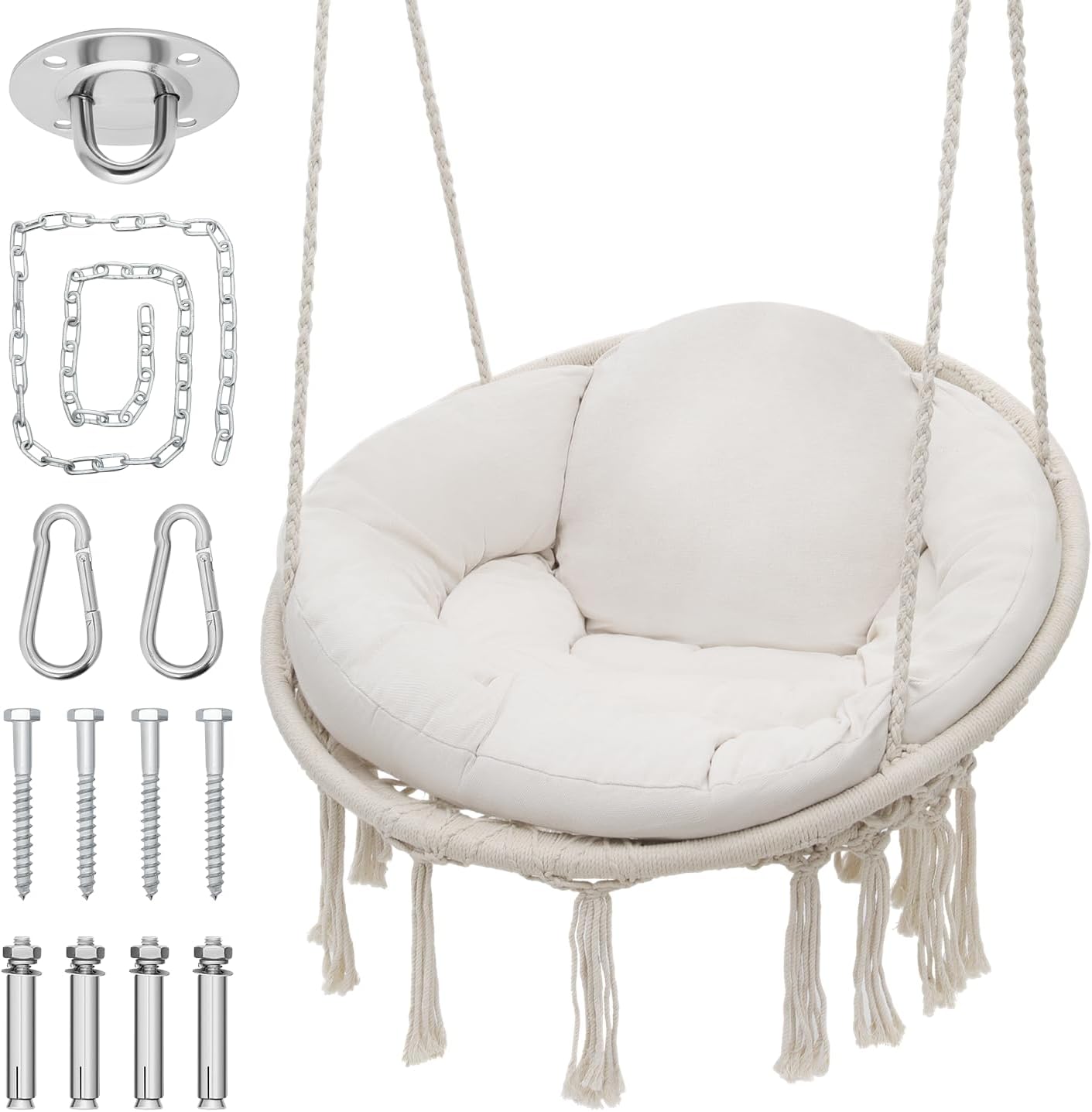 Amazon.com: Monibloom Hanging Hammock Chair w/Large Comfy Cushion ...