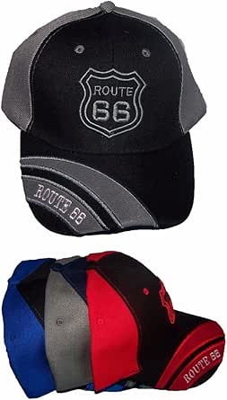 Route 66 Baseball Caps Hats for Adults Embroidered (A7508BJ) Black/Blue ...