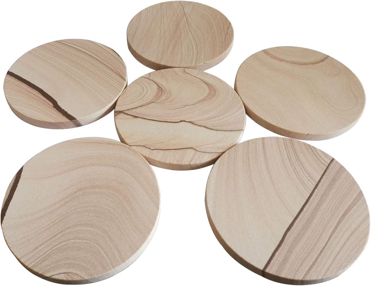 Amazon.com: Sandstone Coaster, Absorbent Coasters Set of 6, Natural ...