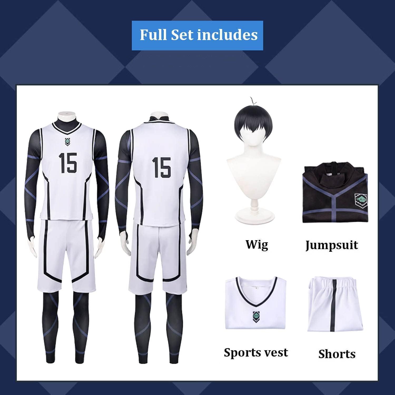 Tjmiaohao Anime Isagi Yoichi No.15 Cosplay Costume Outfit Blue Lock ...