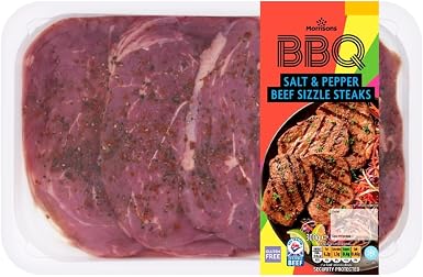 Morrisons Pepper Beef Sizzle Steak 300g : Amazon.co.uk: Grocery