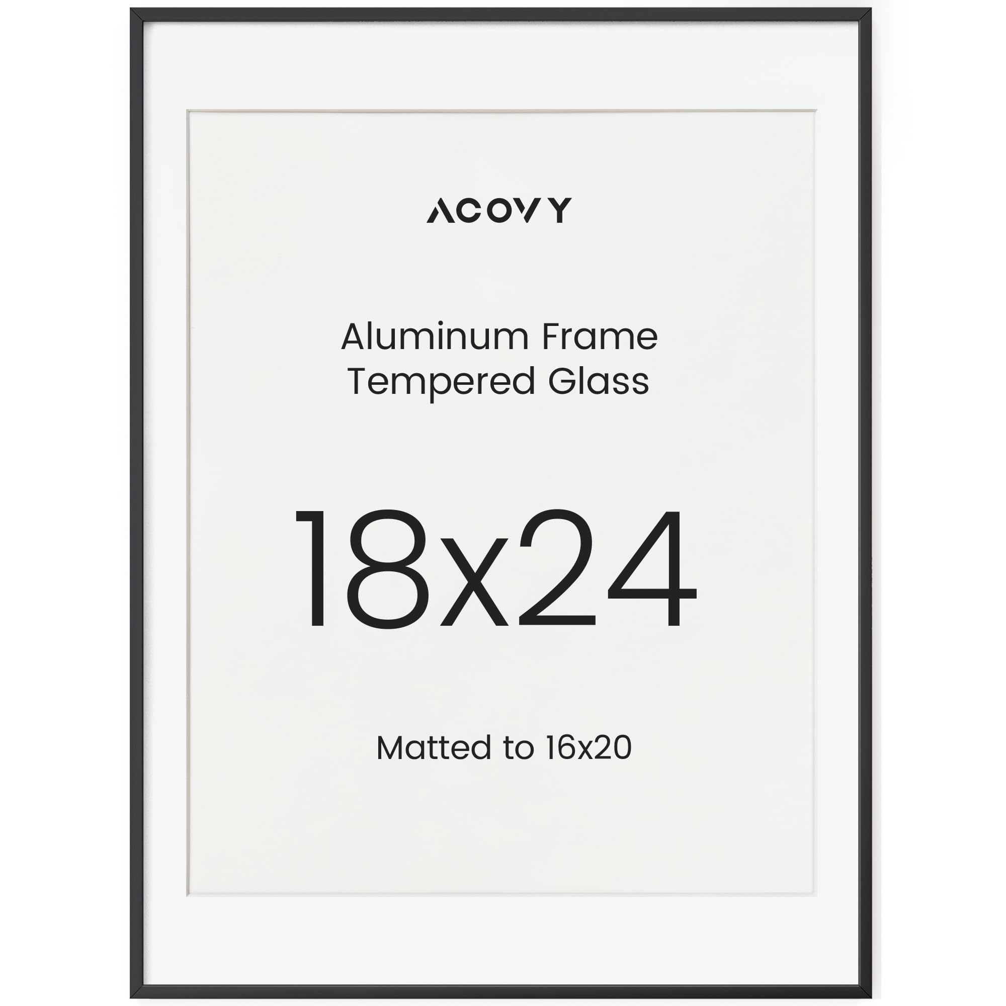 Amazon.com - Acovy 18x24 Black Frame, 18x24 Frame Matted to 16x20 ...