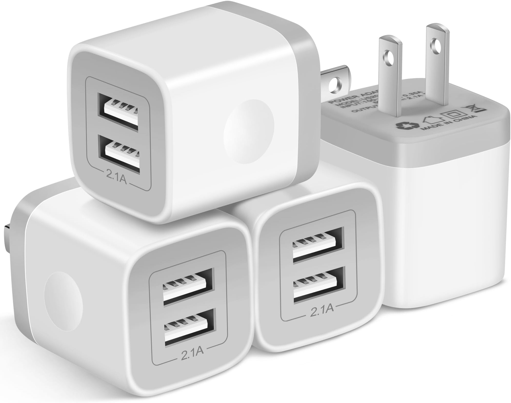 Amazon.com: USB Wall Charger, 2-Pack AILKIN 4.8A 4-Port USB Plug Cube ...