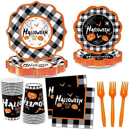 Amazon.com: BLUE PANDA 72 Piece Halloween Party Supplies Plates ...