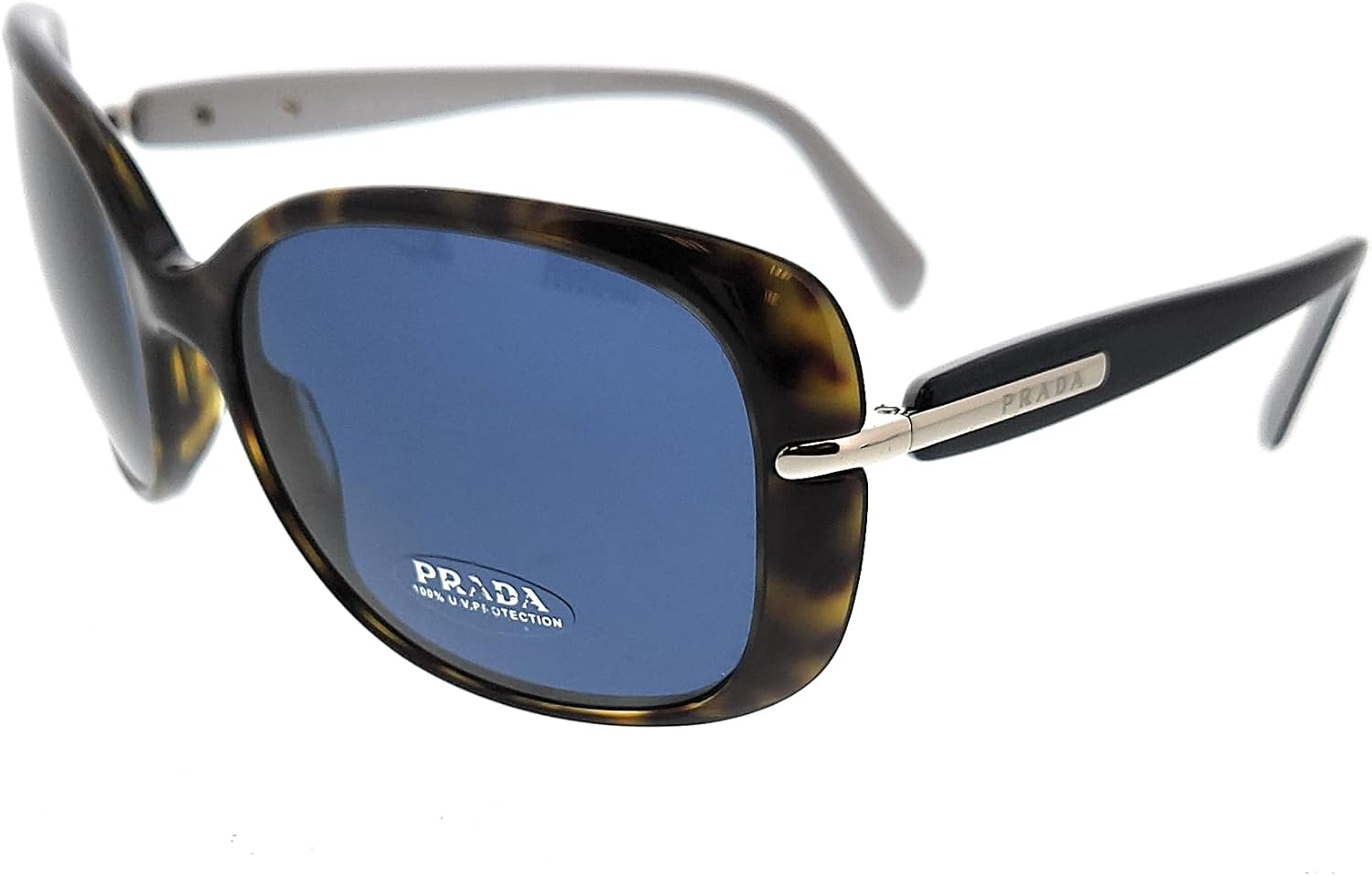 Amazon.com: Prada PR08OS Sunglasses 2AU1V1-57 - Havana Frame, Blue ...