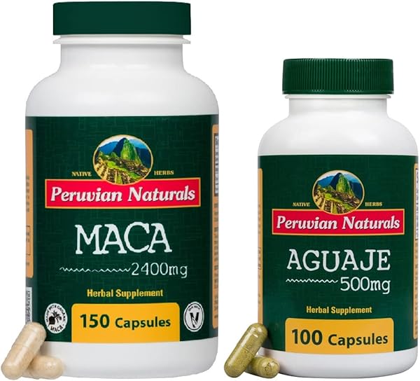 Peruvian Naturals Organic Maca Root Powder 150 Capsules and Aguaje 100 Capsules | Guatemala ...
