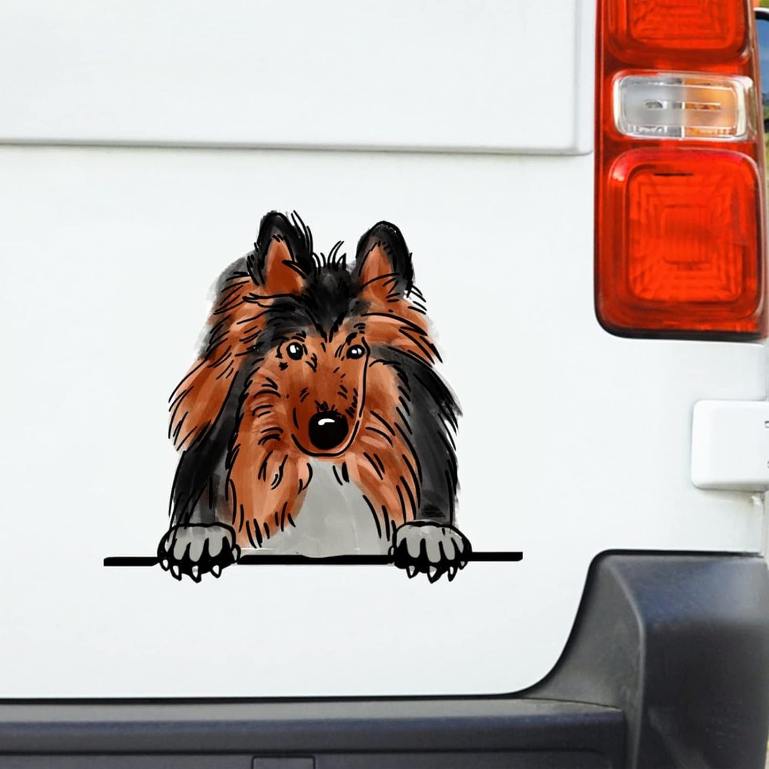 Amazon.com - Rough Collie Car Decal Sticker Watercolor Peeking Dog Car ...