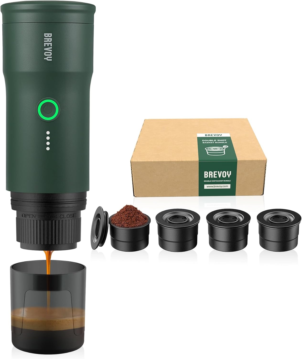 Amazon.com | BREVOY Maker(Green) with Double Shot Basket: Shot Glasses