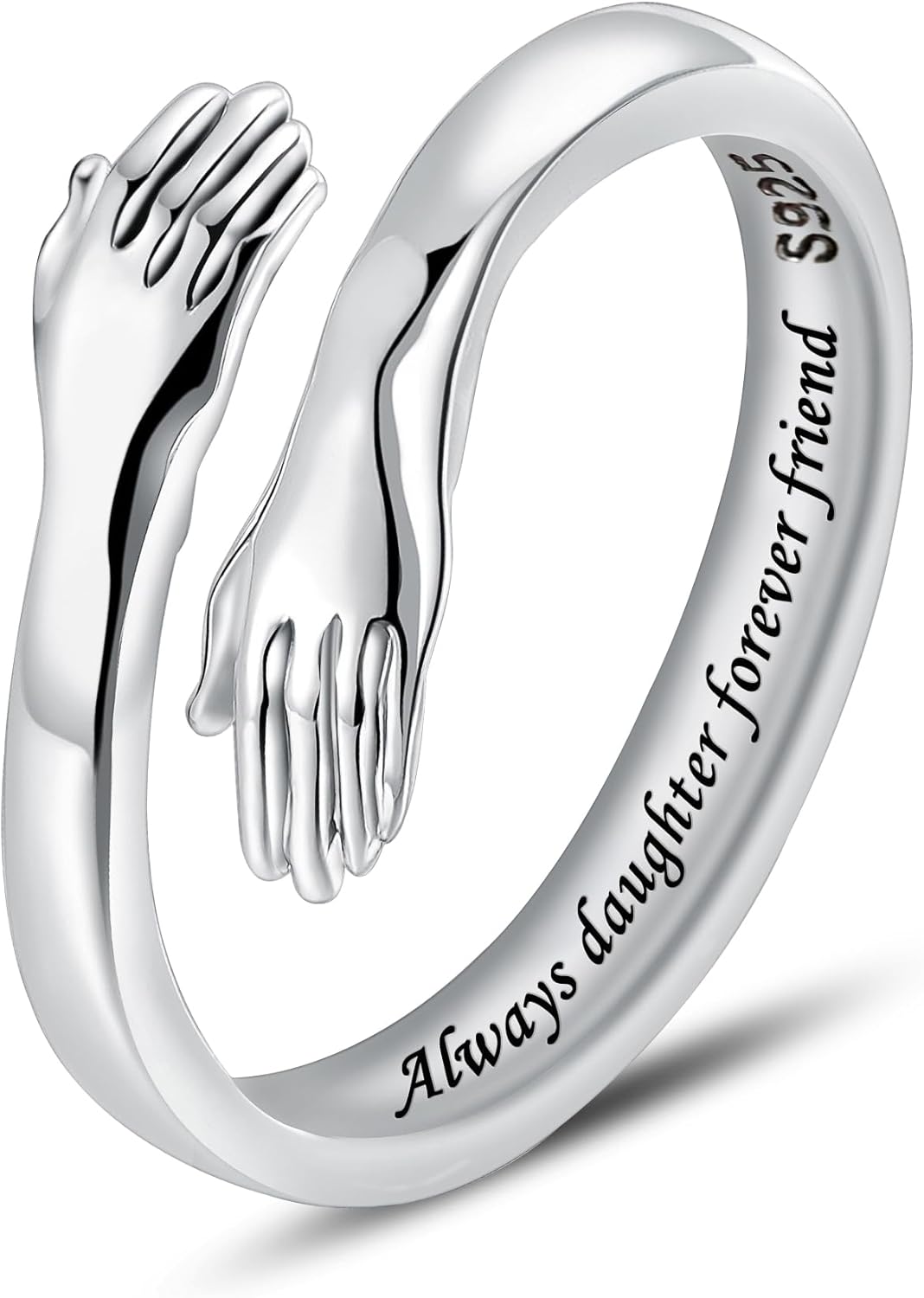 LOVECOM S925 Sterling Silver Hug Rings for Women Adjustable Hugging ...