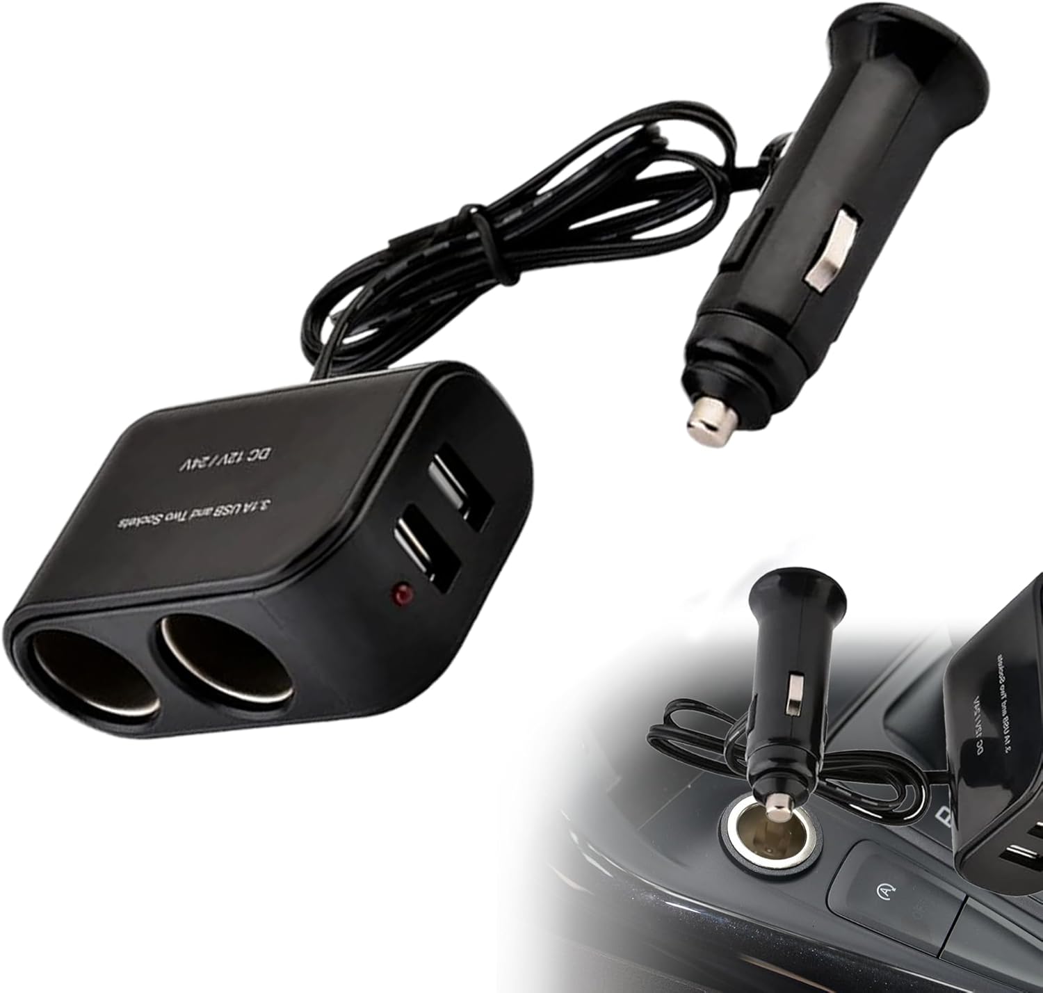 1PCS Cigarette Lighter Splitter 2-Socket 12V/24V Dual Cigarette Lighter ...