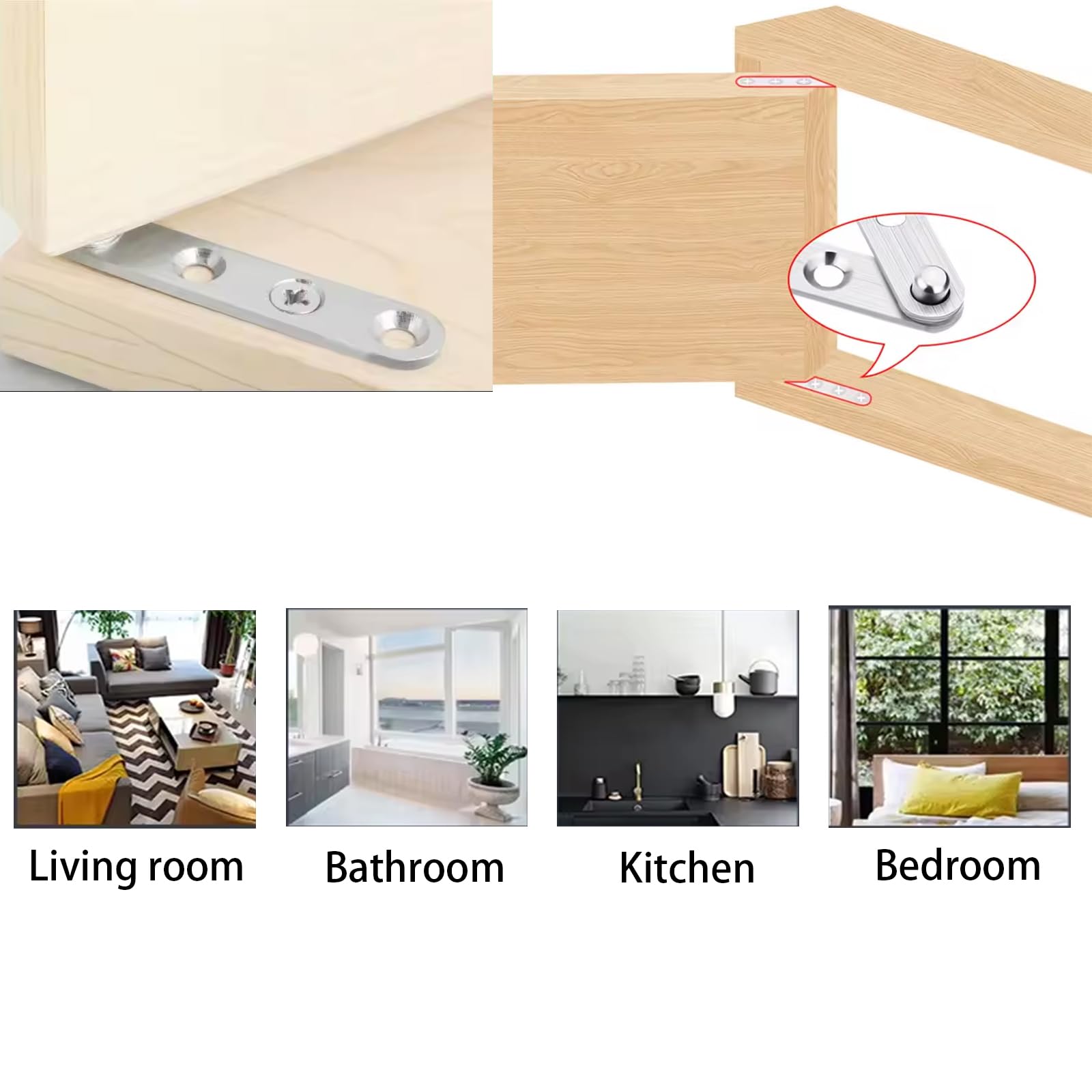 Leliafleury 4Pcs Eccentric Pivot Hinges 77.5 x 17.6mm Stainless Steel ...