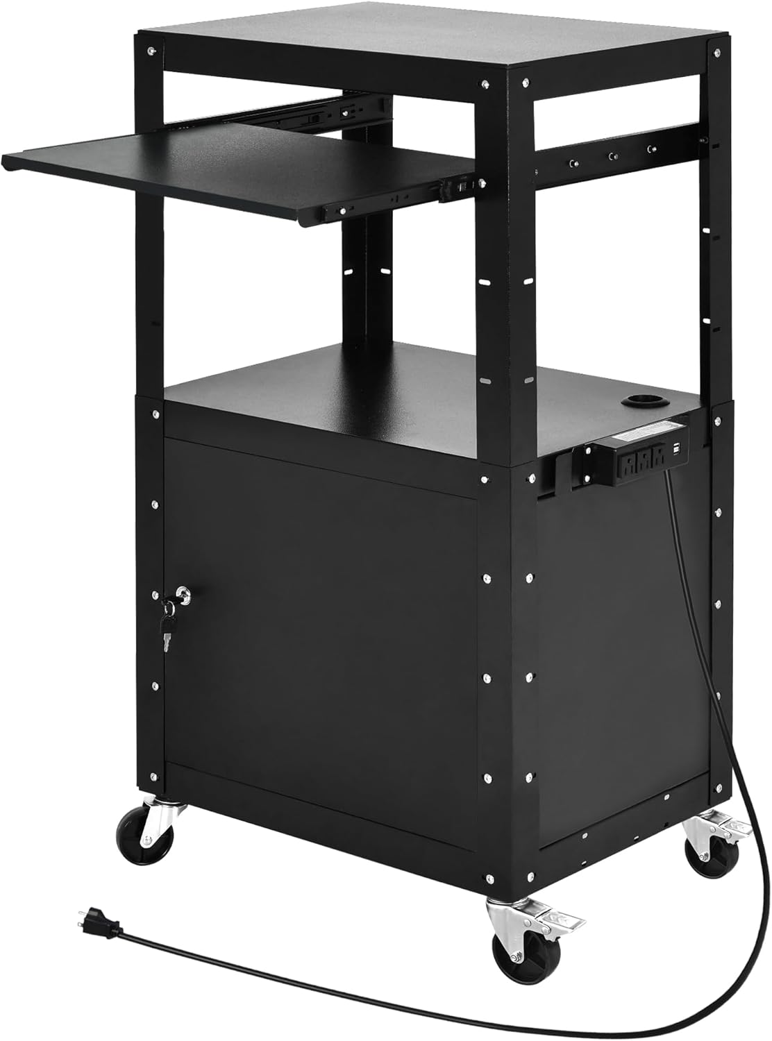 Amazon.com: DWVO AV Cart with Locking Cabinet, Metal Presentation Cart ...