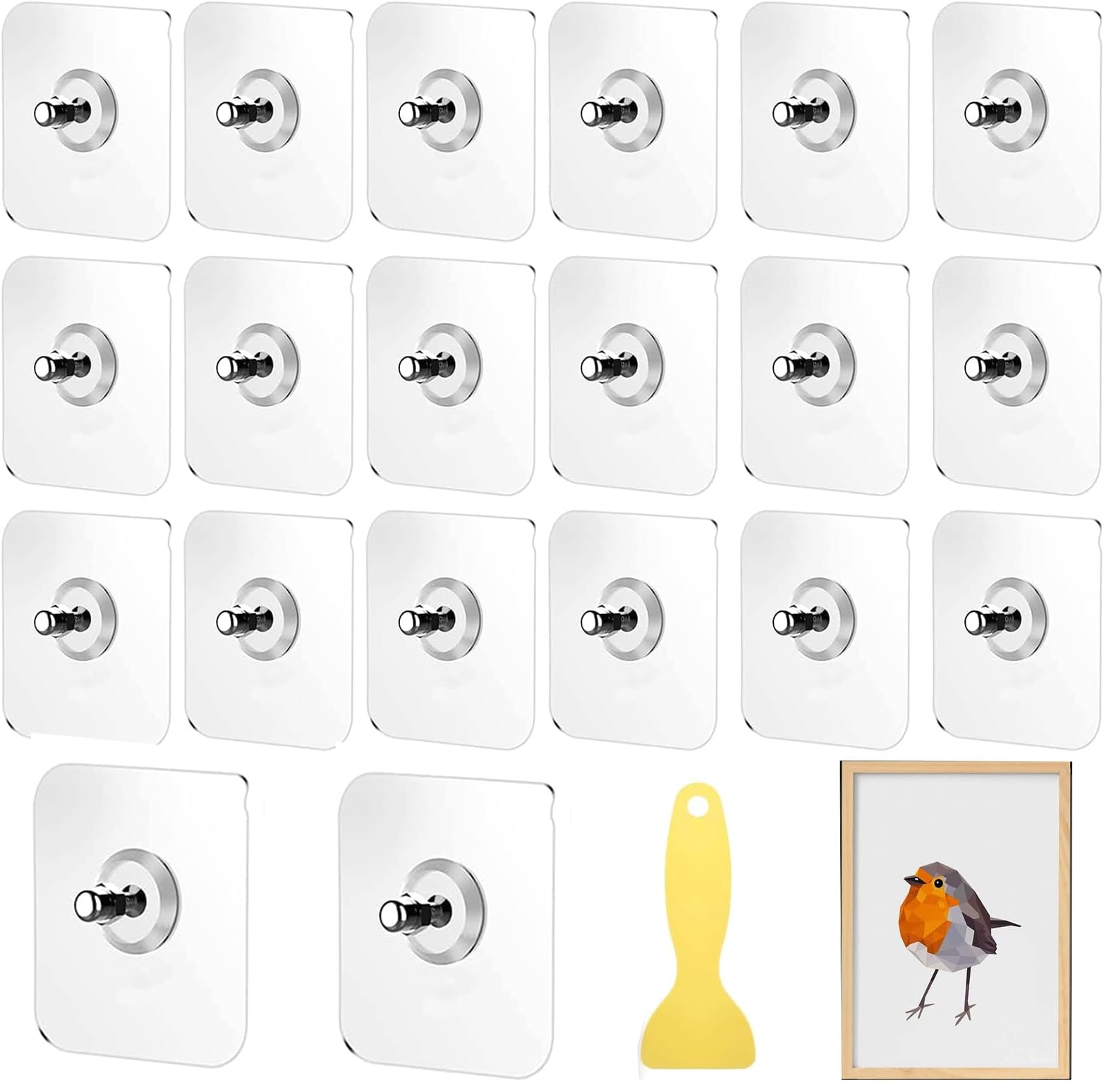 Kettion Pack of 10 Self-Adhesive Picture Hooks, Transparent Pictures ...
