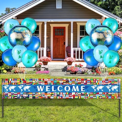 Esl Classroom Decor International Welcome Banner Set – 3 World Flag ...