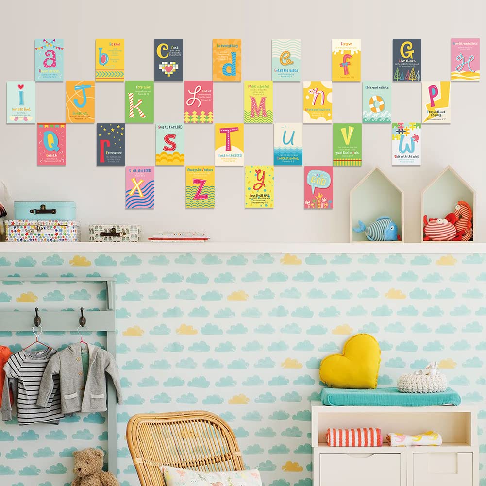 LHIUEM Abc's of God Scripture Wall Collage Kit, Bible Verse Wall Art ...