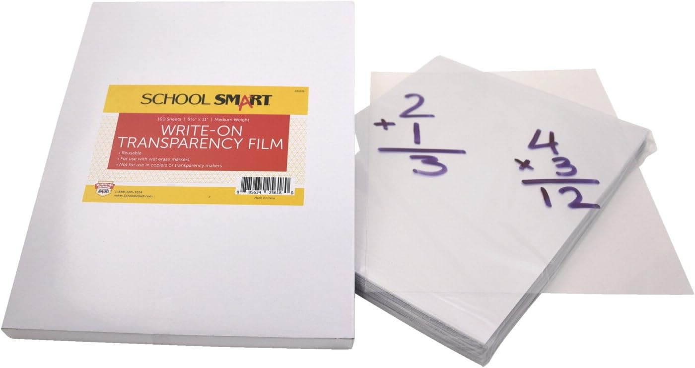 Amazon.com: School Smart Write-On Transparency Films, 8-1/2 x 11 Inches ...