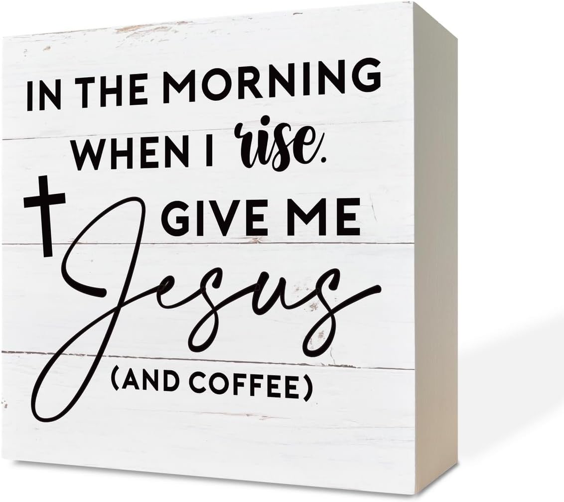 Amazon.com: Coffee Wood Signs, In the Morning When I Rise Give Me Jesus ...