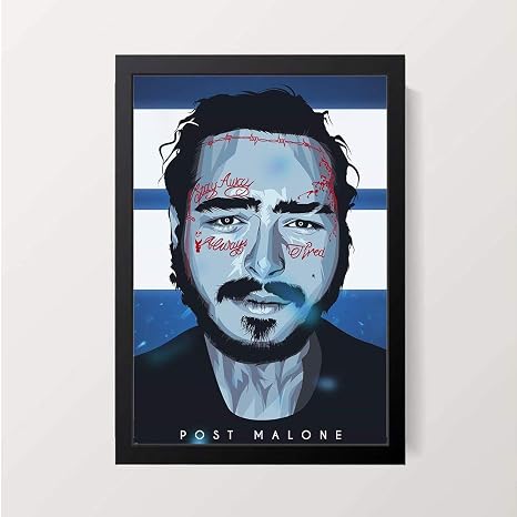 PARTY PAD Post Malone | Fanart Wall Decor A4 Size Art Print with Frame ...