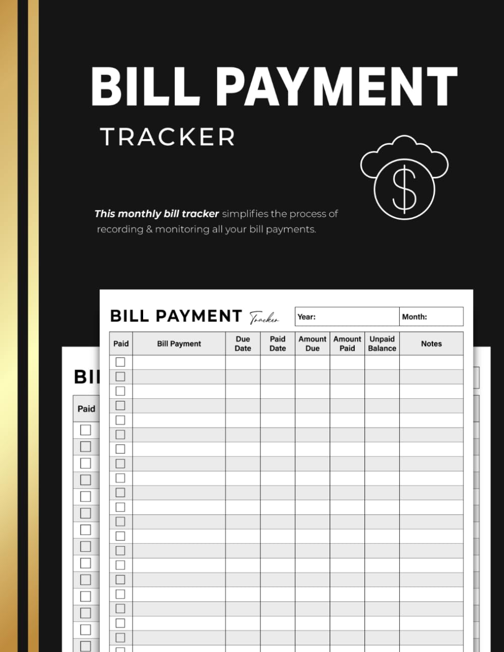 Large Print Bill Tracker Notebook: Monthly Bill Payment Tracker Log to ...