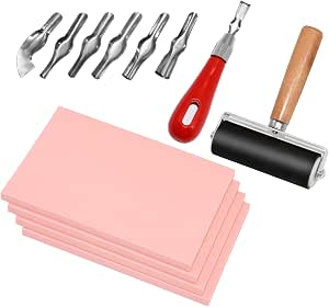 Amazon.com: 4 Pack Rubber Stamp Carving Blocks Pink Rubber Carving ...