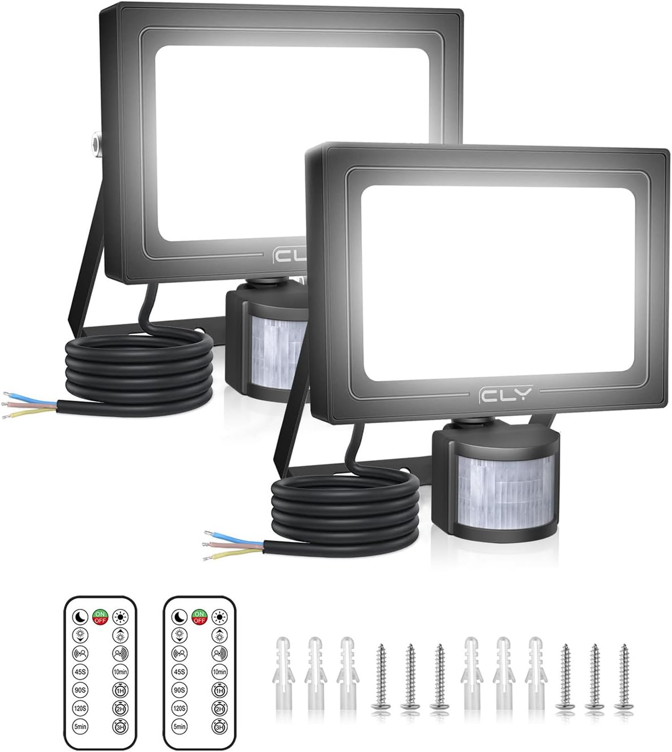 Cly 2 Pack Security Lights Outdoor with Motion Sensor, 15W 1200LM LED ...